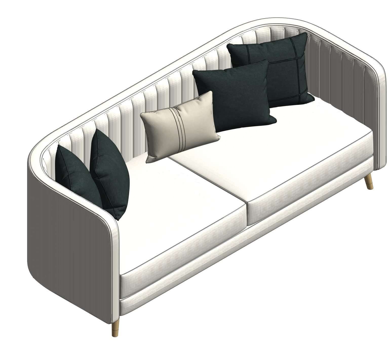 Revit Double Sofa 12 – Model And Object