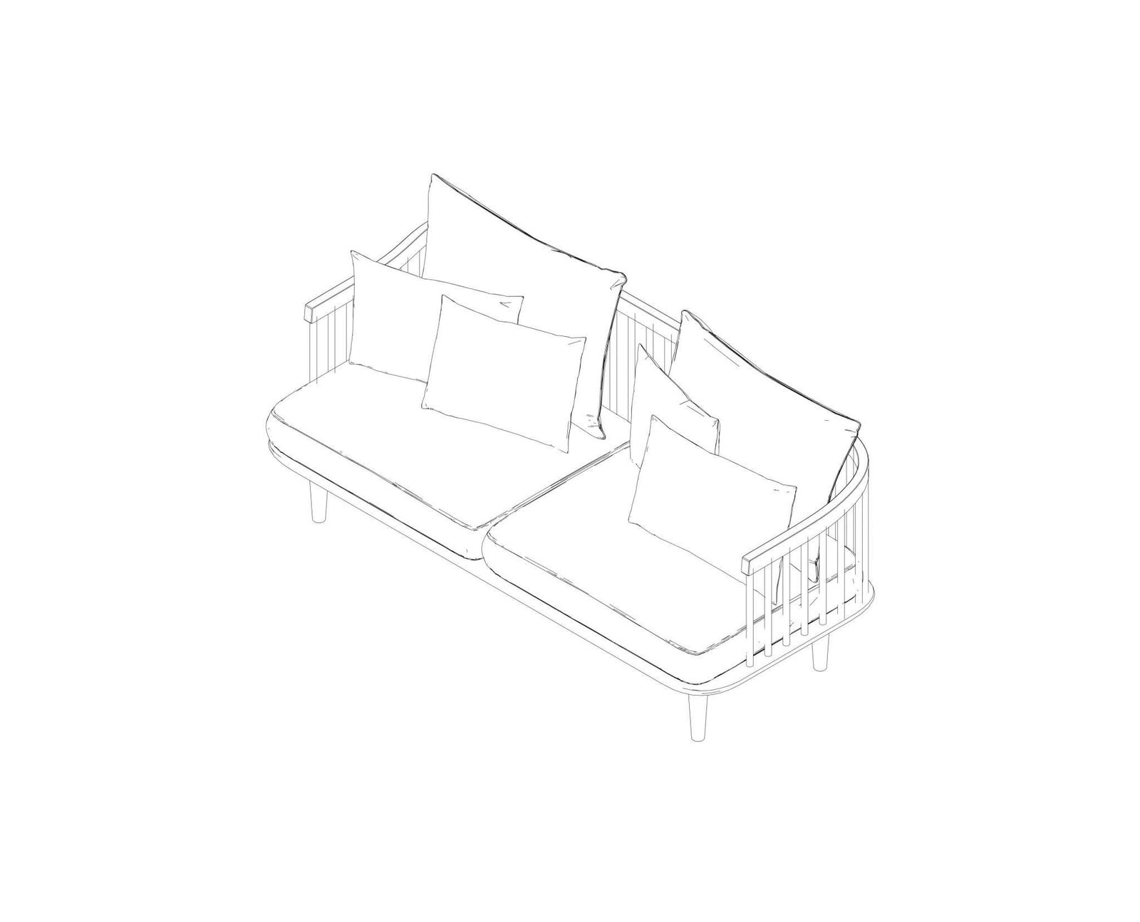 Revit Double Sofa 27 – Model And Object