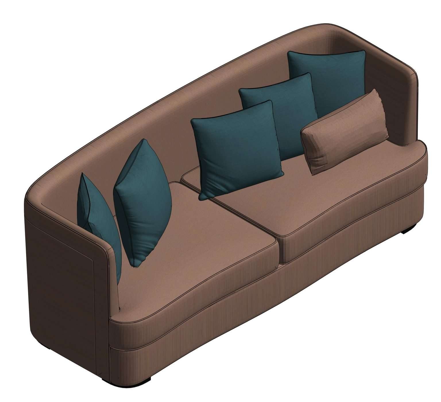 Revit Double Sofa 28 – Model And Object