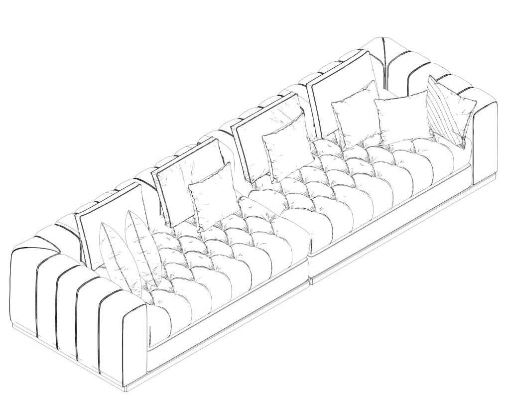 Revit Double Sofa 36 – Model And Object