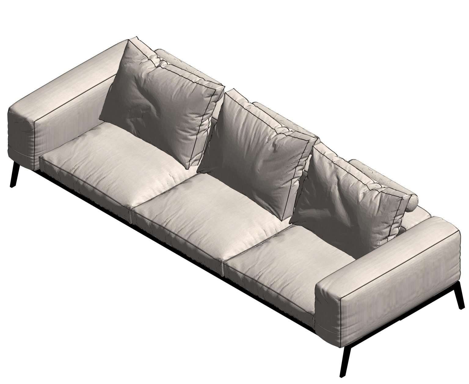 Revit Double Sofa 49 – Model And Object