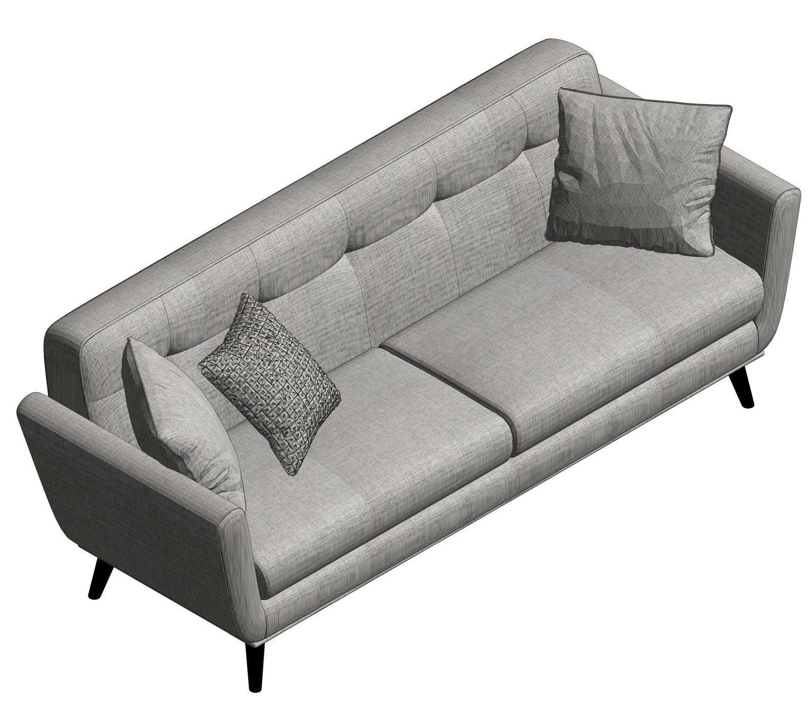 Revit Double Sofa 6 – Model And Object