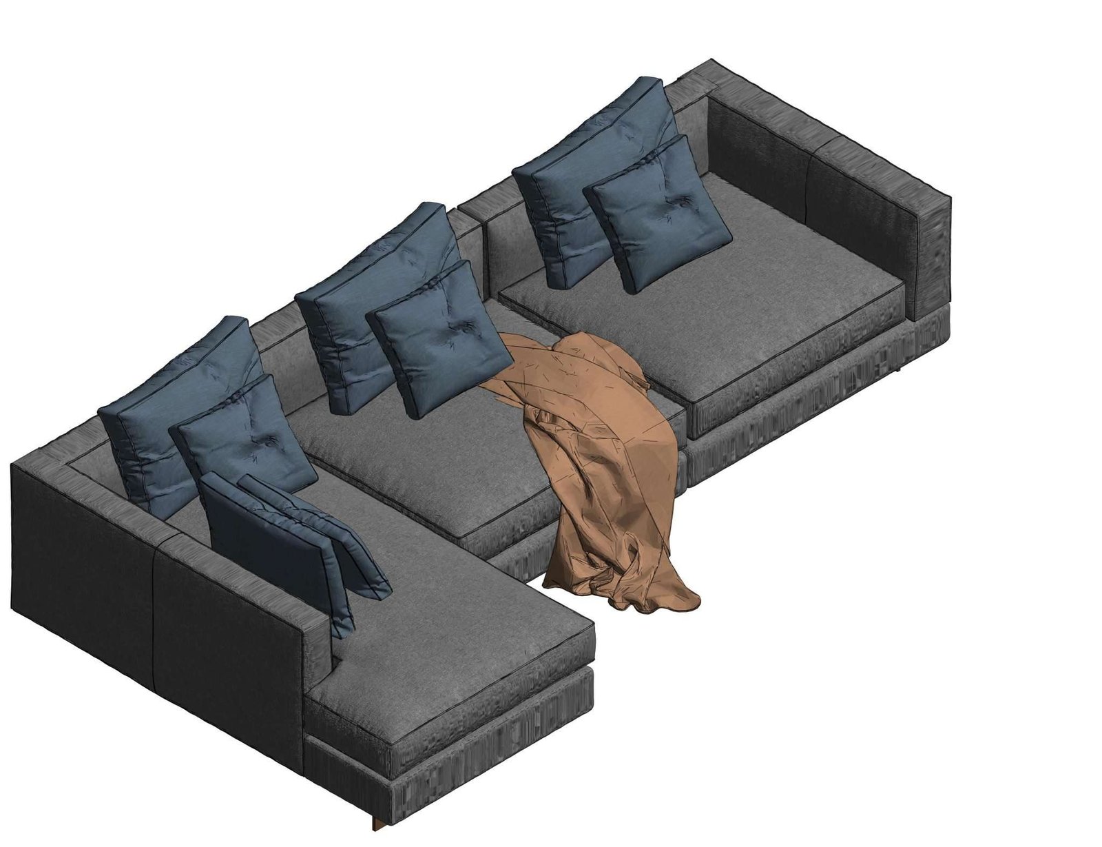 Revit Multi Sofa 3 – Model And Object